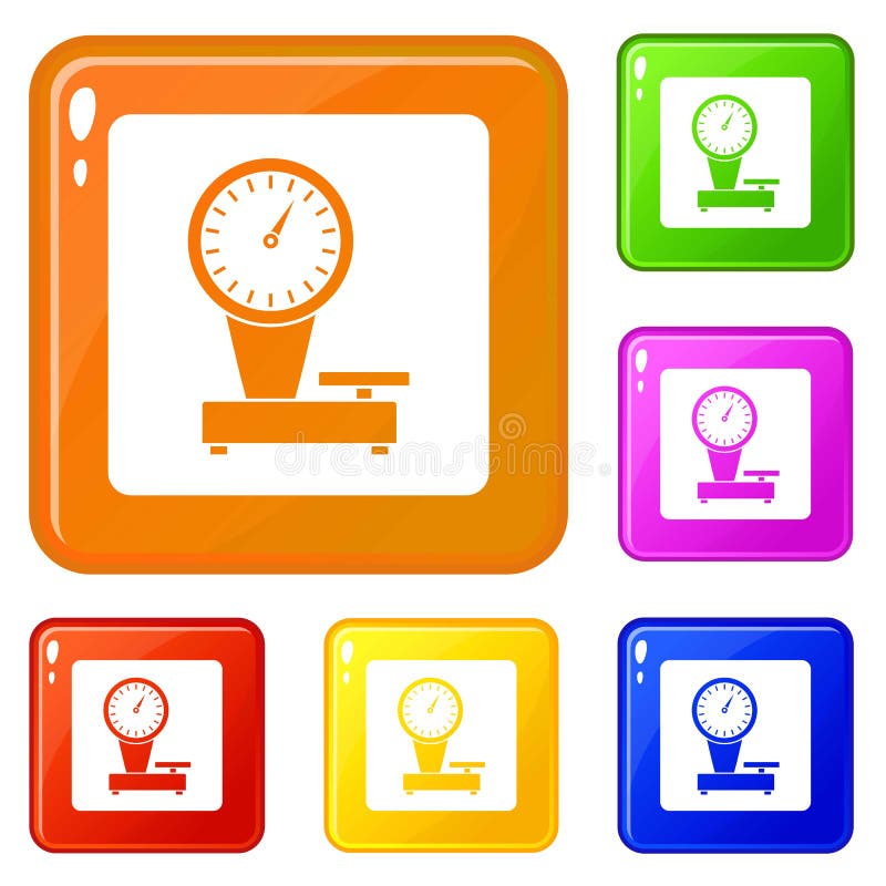 Weight Scale Icons Set Vector Color Stock Vector - Illustration of ...