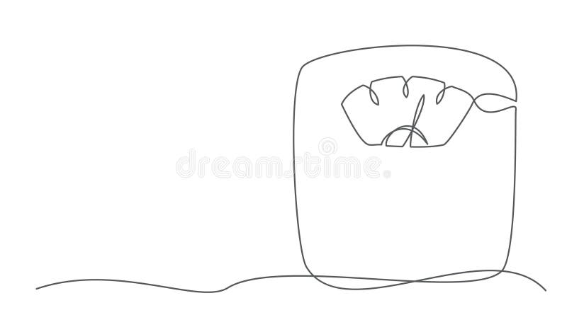 Weight Scale One Line Drawing Isolated on White Background Stock Vector ...
