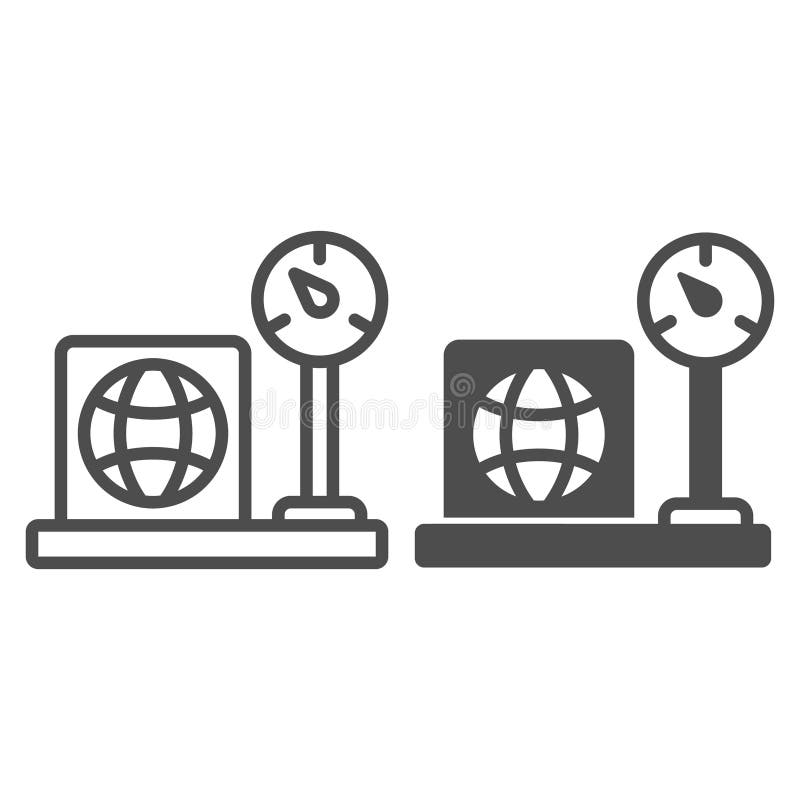 Weight Scales with Counter and Box Line and Solid Icon, Delivery ...