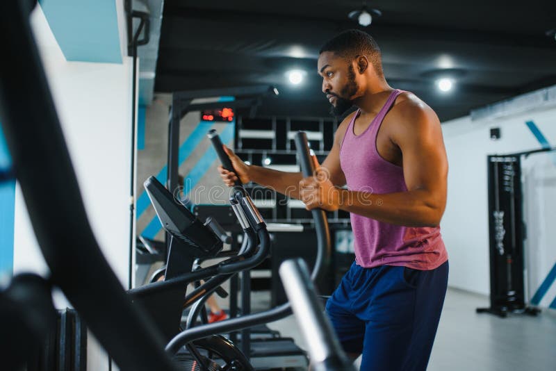 Weight Training African Doing Bodybuilding in Gym. Stock Photo - Image ...