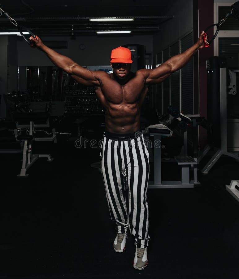 Weight Training African Doing Bodybuilding Stock Image - Image of black ...