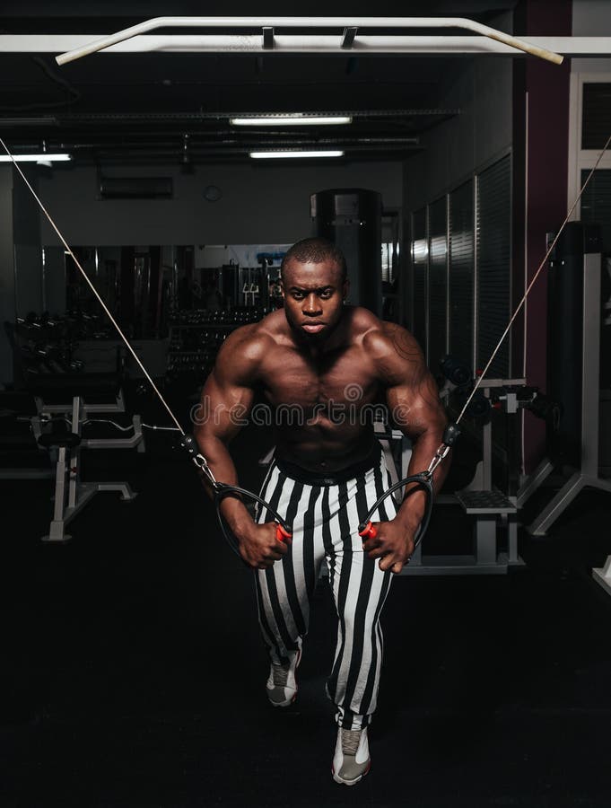 Weight Training African Doing Bodybuilding Stock Photo - Image of dark ...