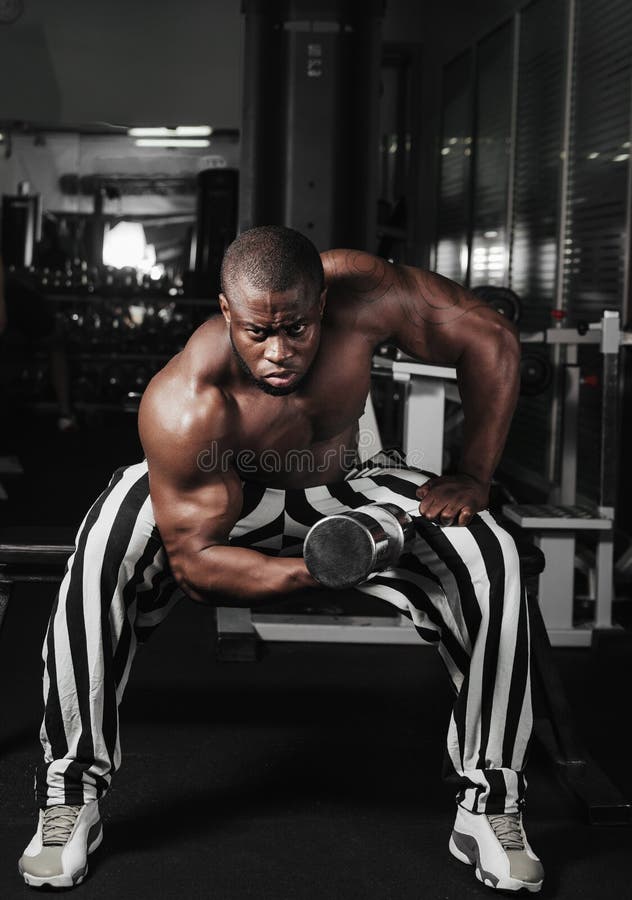 Weight Training African Doing Bodybuilding Stock Image - Image of ...