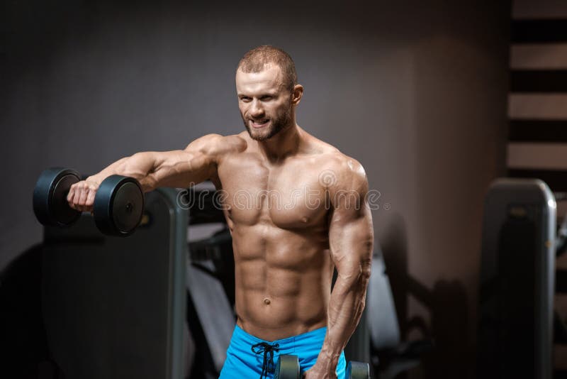 Weight Training Man in the Gym Stock Image - Image of effort, athlete ...