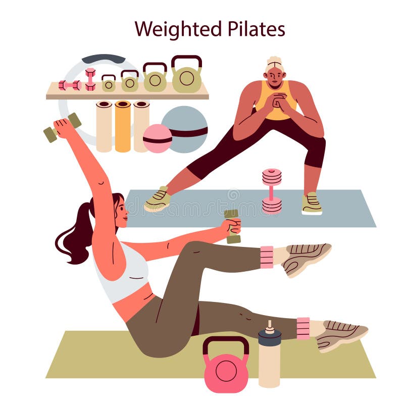 Pilates. Flat Vector Illustration Stock Illustration - Illustration of ...