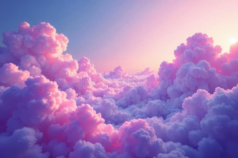 Weightless Purple Clouds, Diffused Watercolor Effect Low Angle ...