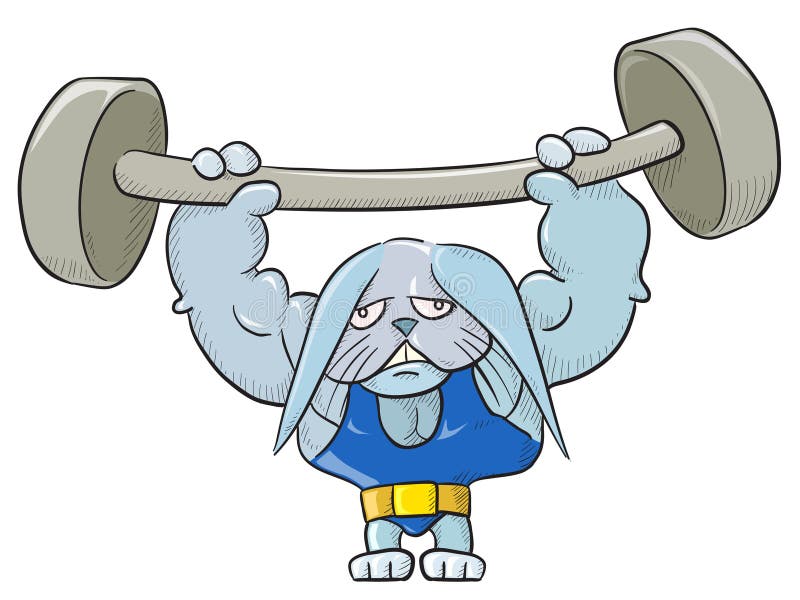 3d Bunny weightlifter stock illustration. Illustration of lucky - 38453696