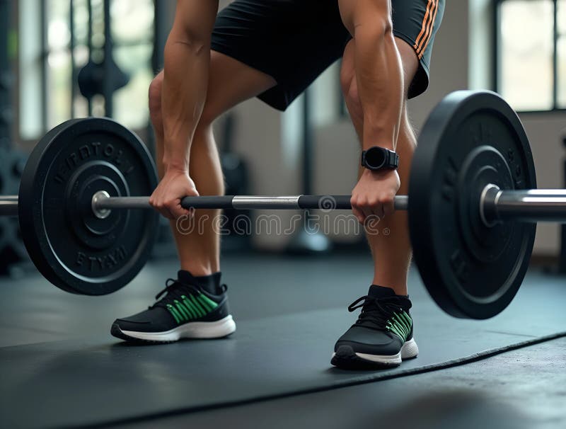 Weightlifting Training Session in a Modern Gym with Focused Athlete ...