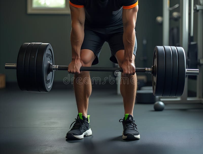 Weightlifting Training Session in a Modern Gym with Focused Athlete ...