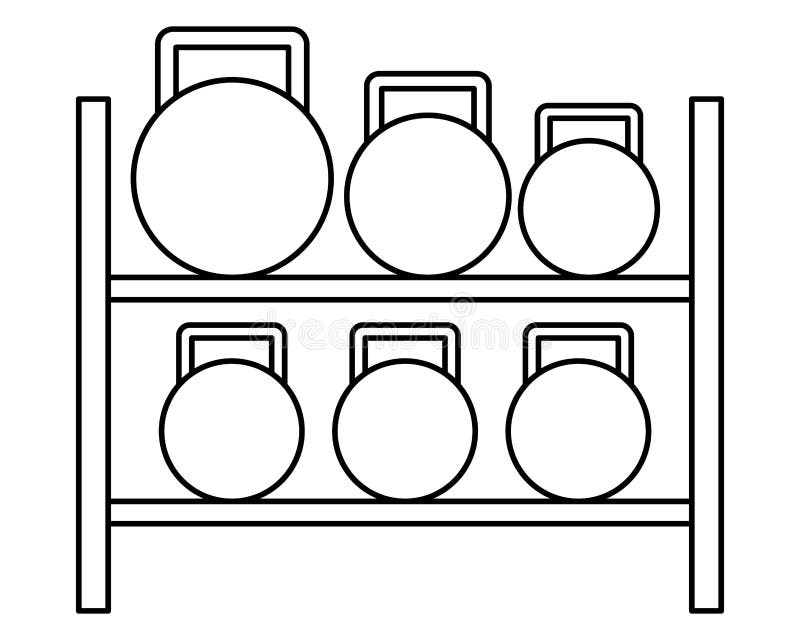 Weights on rack stock vector. Illustration of indoors - 142090000