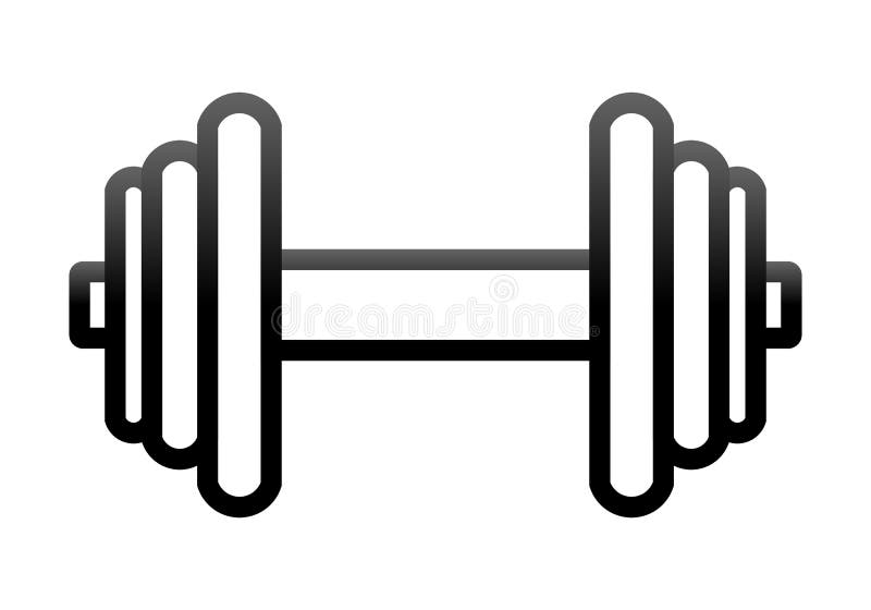 Weights Symbol Icon - Black Gradient Realistic Dumbbell Outline ...