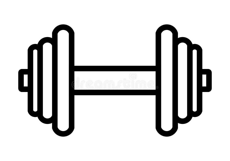 Weights Symbol Icon - Black Realistic Dumbbell Outline, Isolated ...