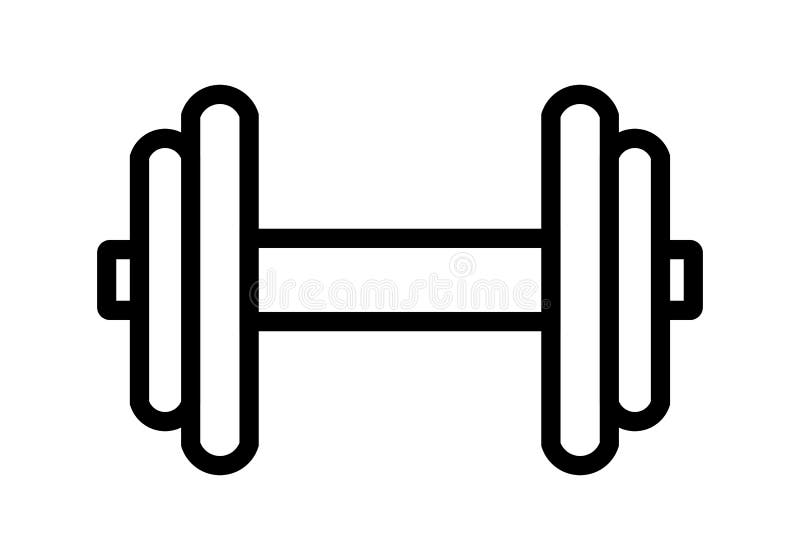 Weights Symbol Icon - Black Gradient Realistic Dumbbell Outline ...