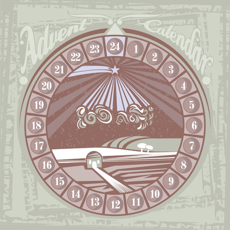 Weihnachten Advent Round Calendar Vektor Abbildung - Illustration von ...