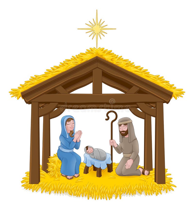 Weihnachtskrippen-Karikatur Vektor Abbildung - Illustration von ...