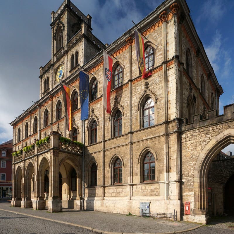 Rathaus in Weimar, Deutschland Stockfoto - Bild von quadrat, europa ...