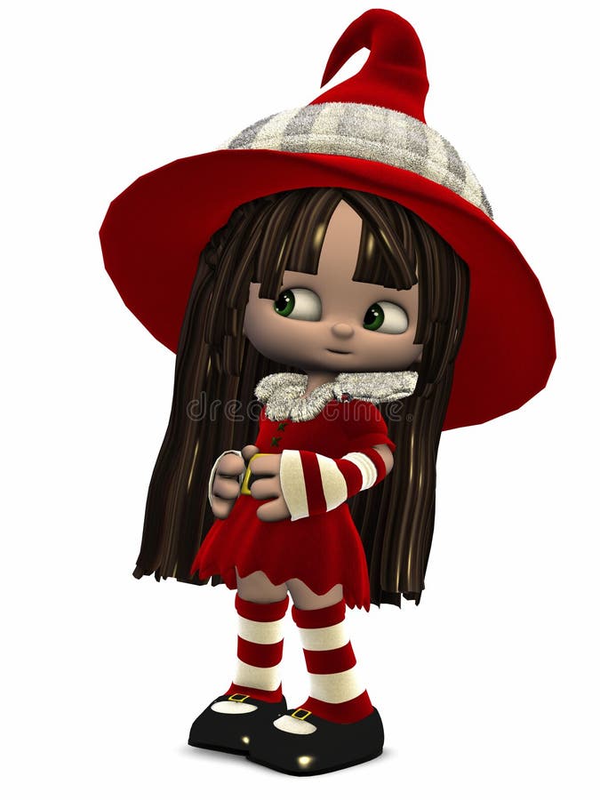 Weinig Cijfer Van Elf-Toon Van Kerstmis Stock Illustratie ...