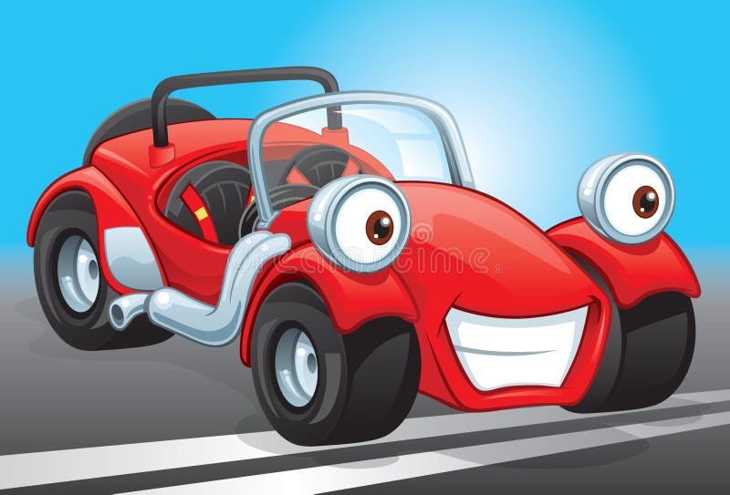 Beeldverhaal Grappige Rode Auto Vector Illustratie - Illustration of ...