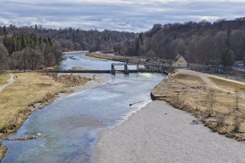 Weir in Lower Isar River at Munich Stock Image - Image of canal, nature ...