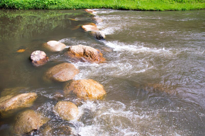 Weir Rock for the Passage of Streams in the River Stock Image - Image ...