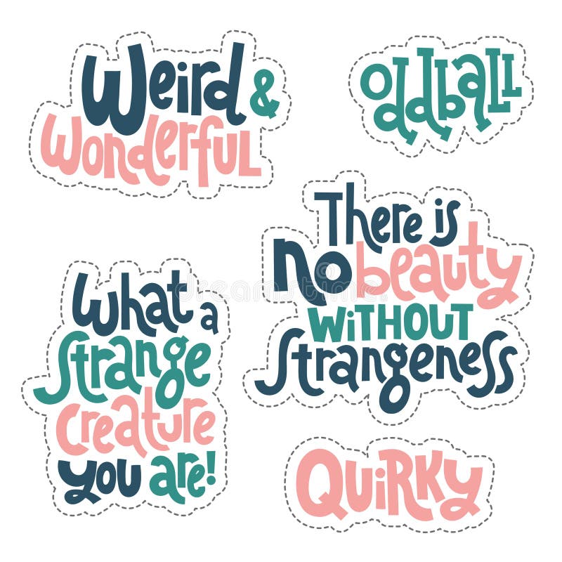 Weird and Beautiful. Sticker Set Design Template with Hand Drawn Vector ...
