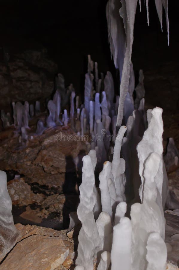 Weird cave ice formations stock image. Image of icicles - 101512811