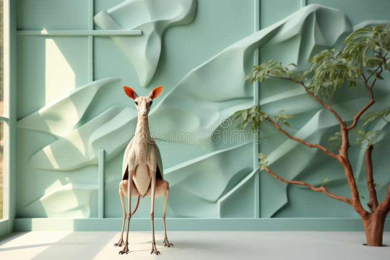 A Weird Creature Standing Next To a Tree in a Room. Generative AI Image ...