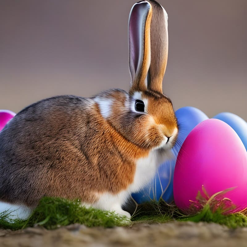 A Weird Easter Bunny Sitting with Eggs Stock Illustration ...