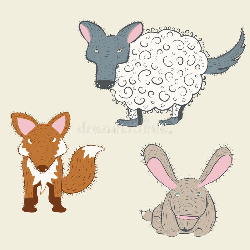 Weird forest animals set stock vector. Illustration of cartoon - 73294180