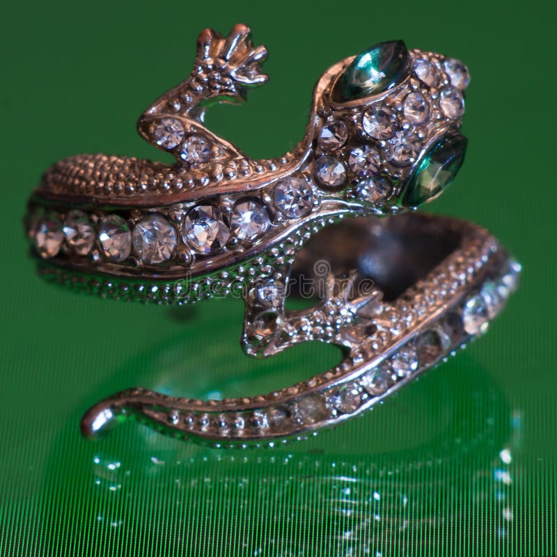 Weird Lizard Ring with Lots of Gems and Stones. Stock Image - Image of ...