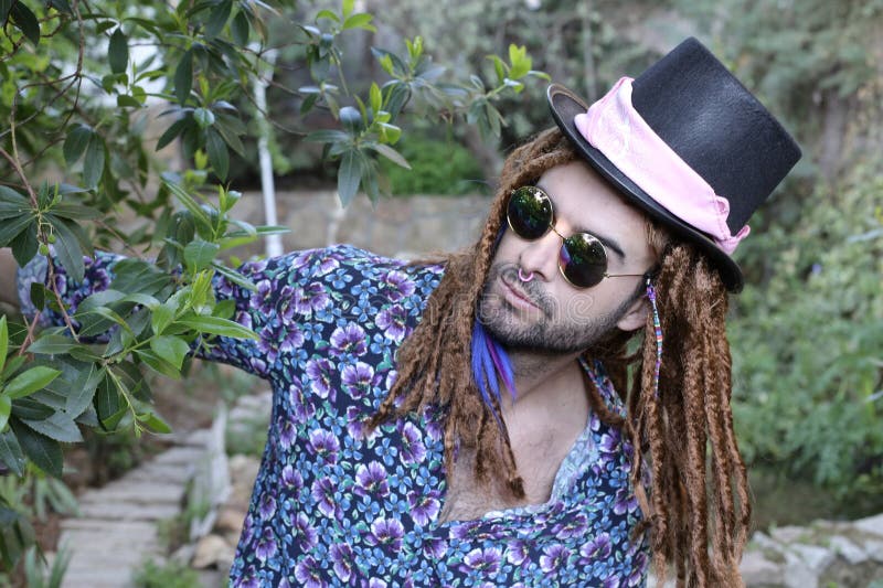 Weird Looking Man Playing Hide and Seek in the Forest Stock Image ...