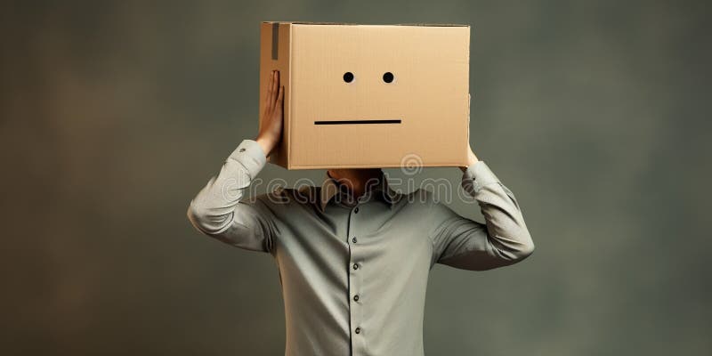 Weird Man Put a Cardboard Box on Head and Shows a Positive Gesture ...