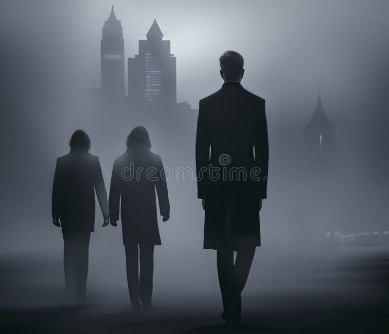 Weird People Walking at Night Stock Illustration - Illustration of ...