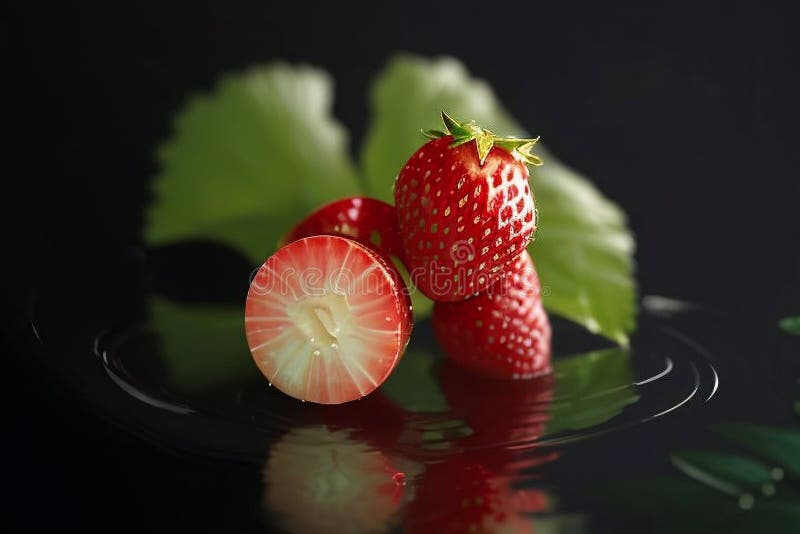 Weird Strawberry Isolated on Black Background Stock Image - Image of ...