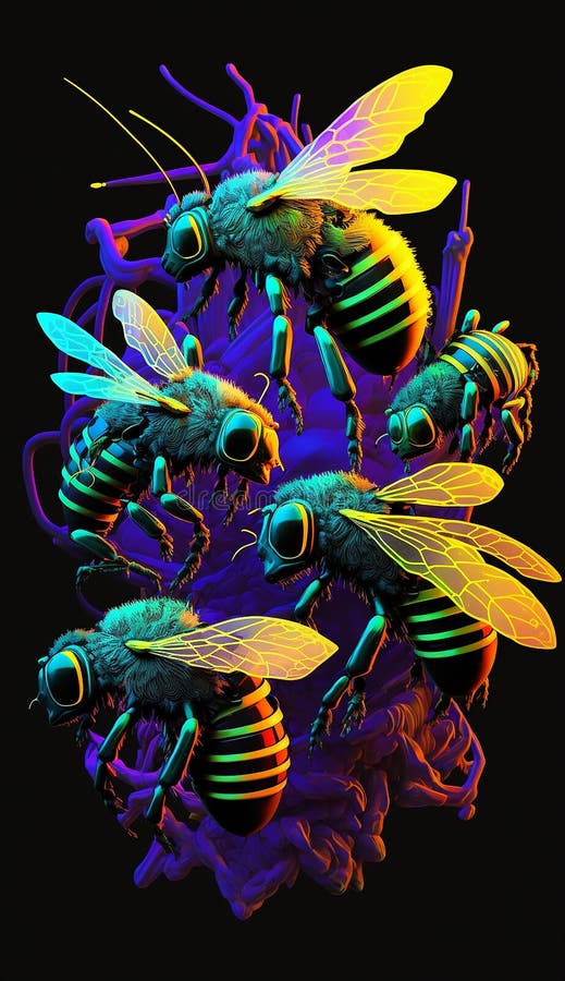 Weirdcore Bumble Bee Design. Created Using Ai Generative. Stock ...