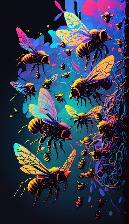 Weirdcore Bumble Bee Design. Created Using Ai Generative. Stock ...