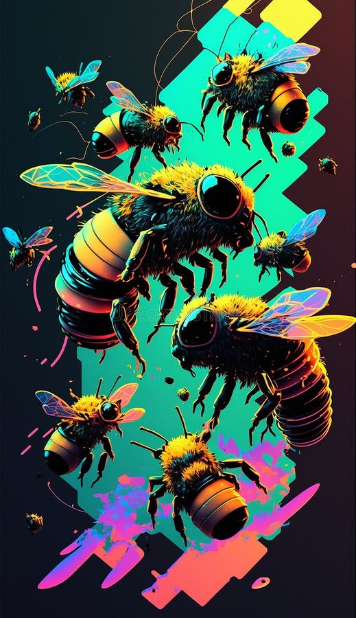 Weirdcore Bumble Bee Design. Created Using Ai Generative. Stock ...
