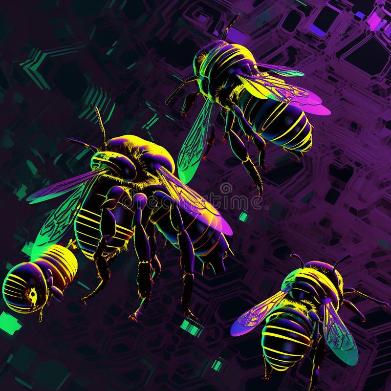 Weirdcore Bumble Bee Design. Created Using Ai Generative. Stock ...