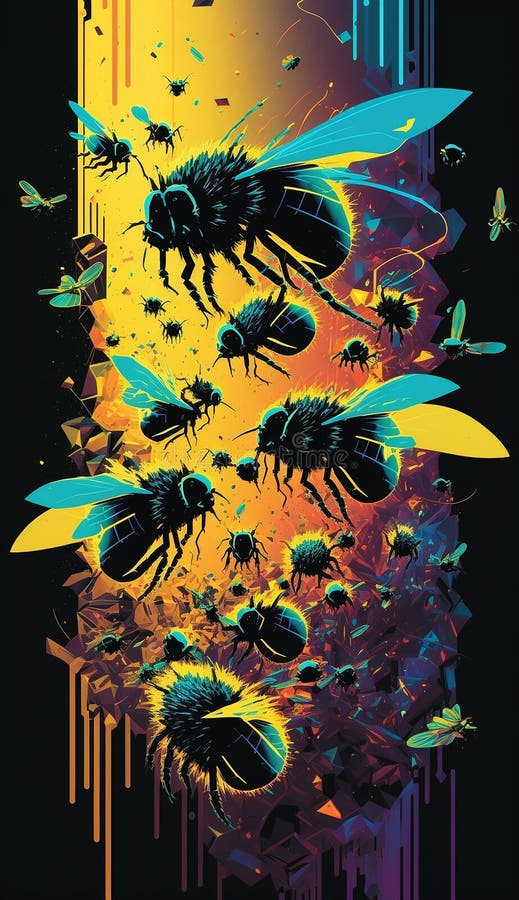 Weirdcore Bumble Bee Design. Created Using Ai Generative. Stock ...