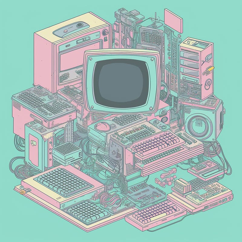 Weirdcore Computer Design in Pastel Colors. Created Using Ai Generative ...