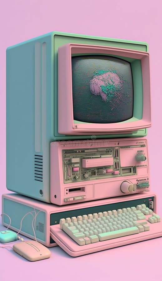 Weirdcore Computer Design in Pastel Colors. Created Using Ai Generative ...