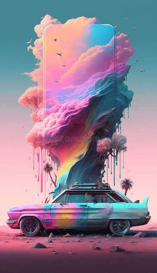 Weirdcore, Grunge, Automobile Scene. Created Using Ai Generative. Stock ...