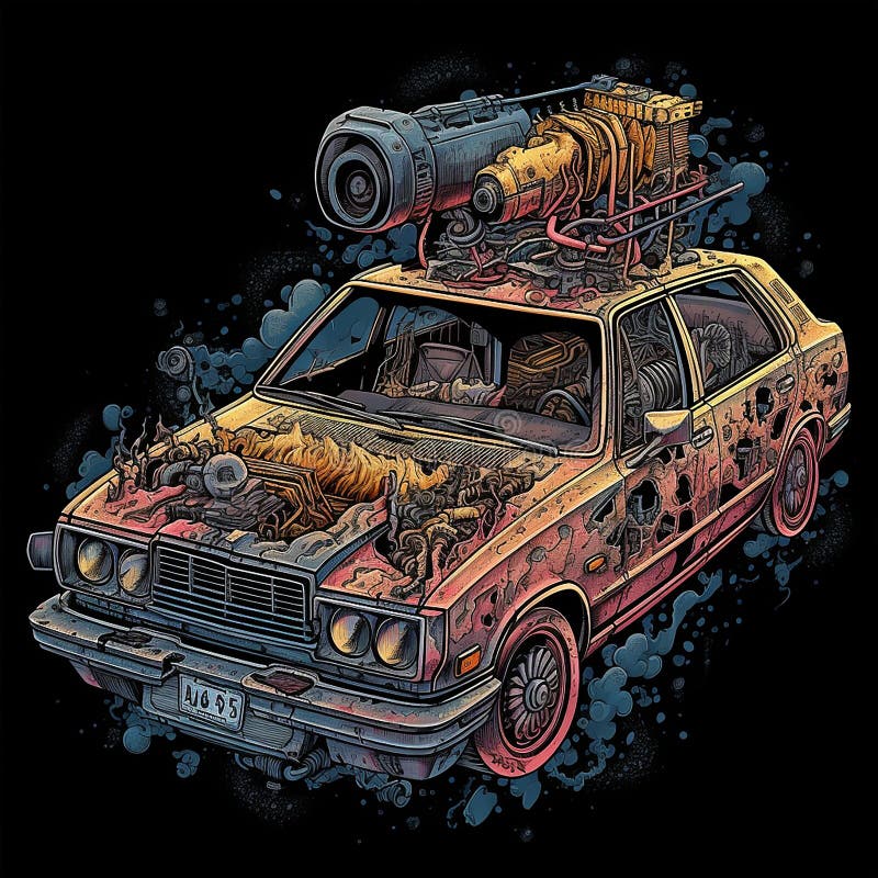 Weirdcore, Grunge, Automobile Scene. Created Using Ai Generative. Stock ...