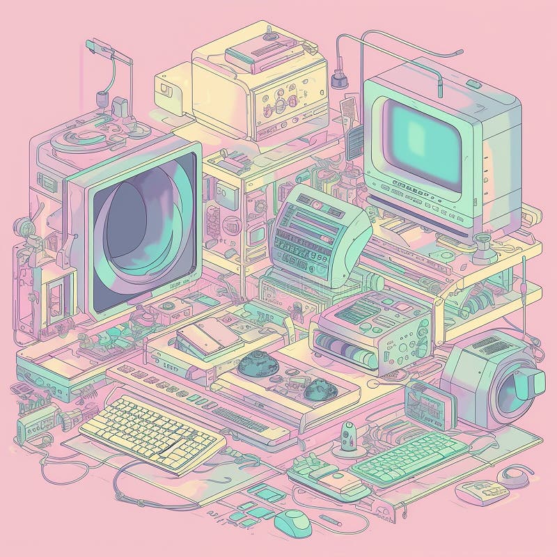 Weirdcore Computer Design in Pastel Colors. Created Using Ai Generative ...