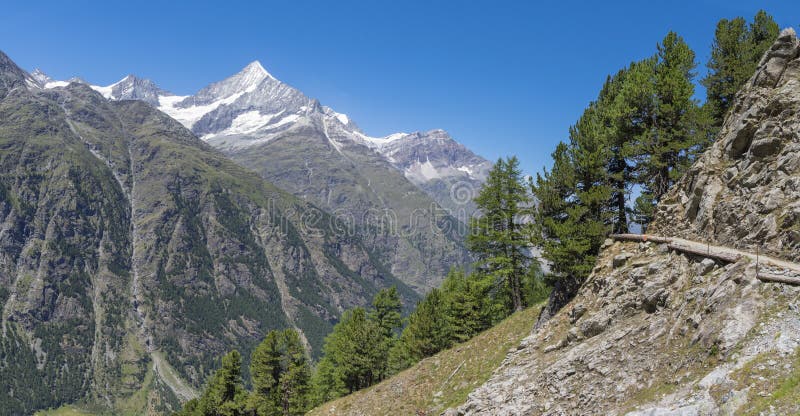 The Weisshorn Peak in Walliser Alps Over the Mattertal Valley Stock ...