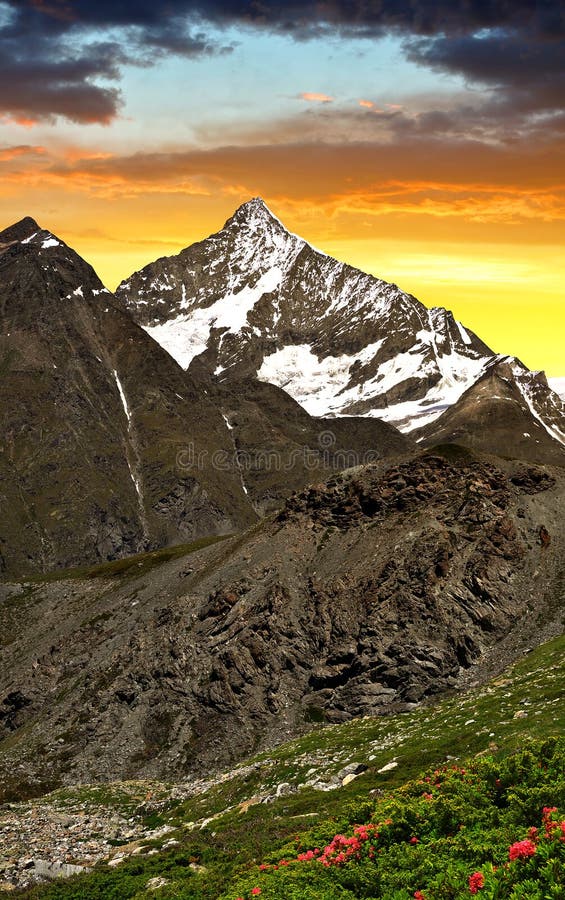 Weisshorn in the sunset stock image. Image of challenge - 54191443