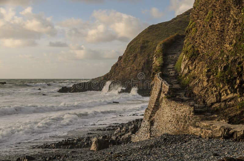 Welcombe Mouth Bay sunset stock image. Image of water - 78262217