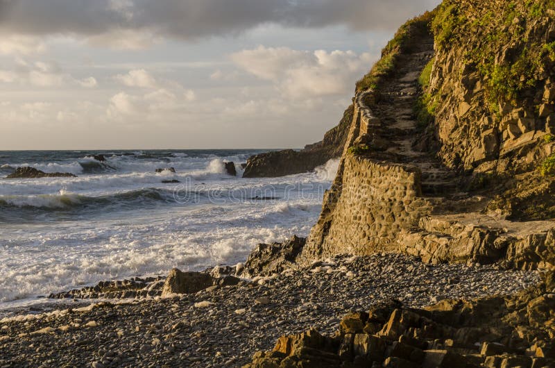 Welcombe Mouth Bay sunset stock image. Image of cloud - 78262087