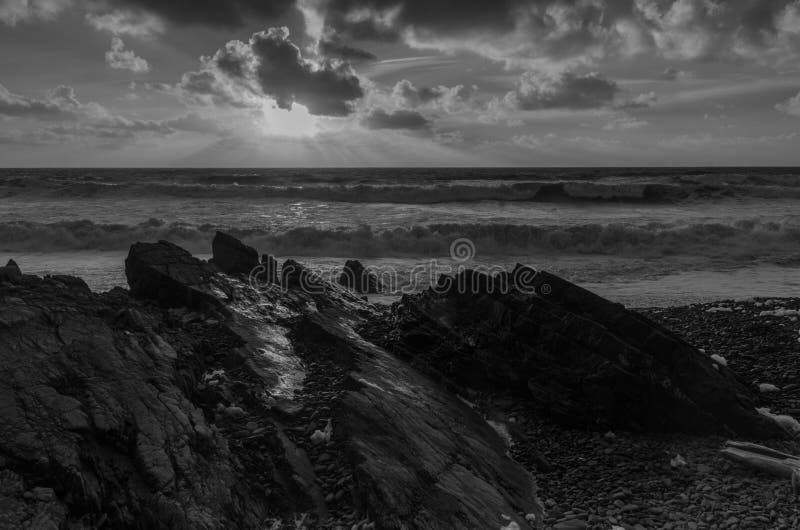 Welcombe Mouth Bay sunset stock photo. Image of wave - 78262622