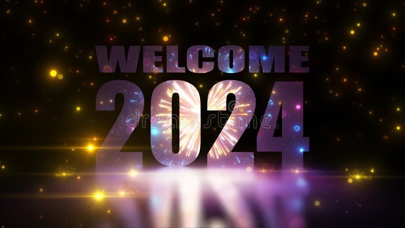Welcome 2024 Greeting Message Animation Star and Text Happy New Year ...